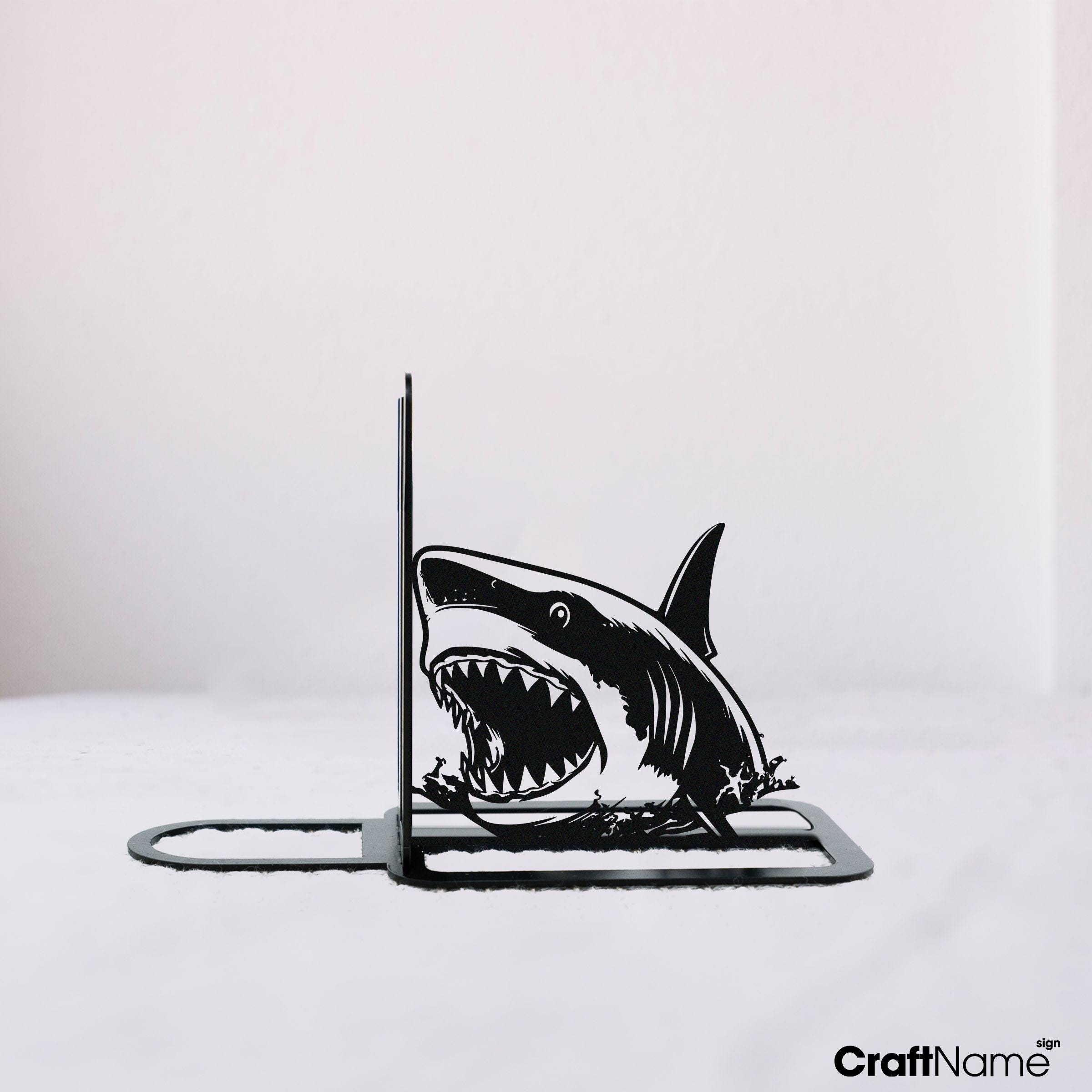 Custom Shark Metal Book End Study Desk Decor, Shark Lover Bookend Metal ...