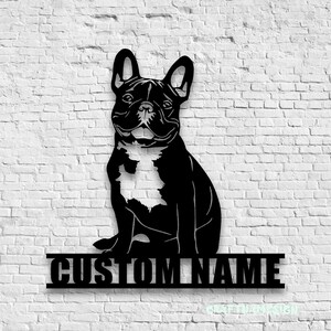 Custom French Bulldog Metal Wall Art LED Light Personalized Frenchie ...