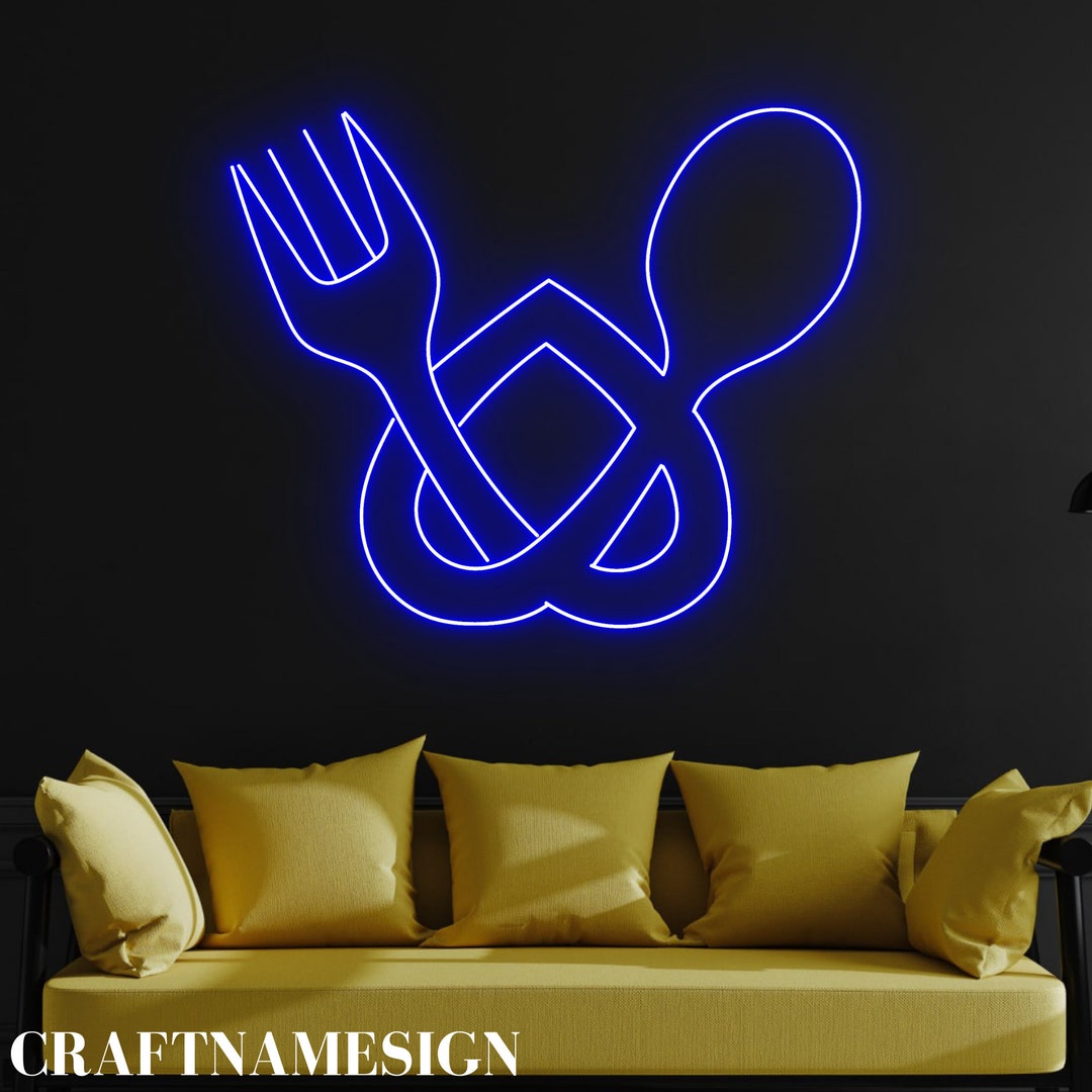 Heart Fork and Spoon Neon Sign, Cuisine Cutlery Led Sign, Custom Neon ...