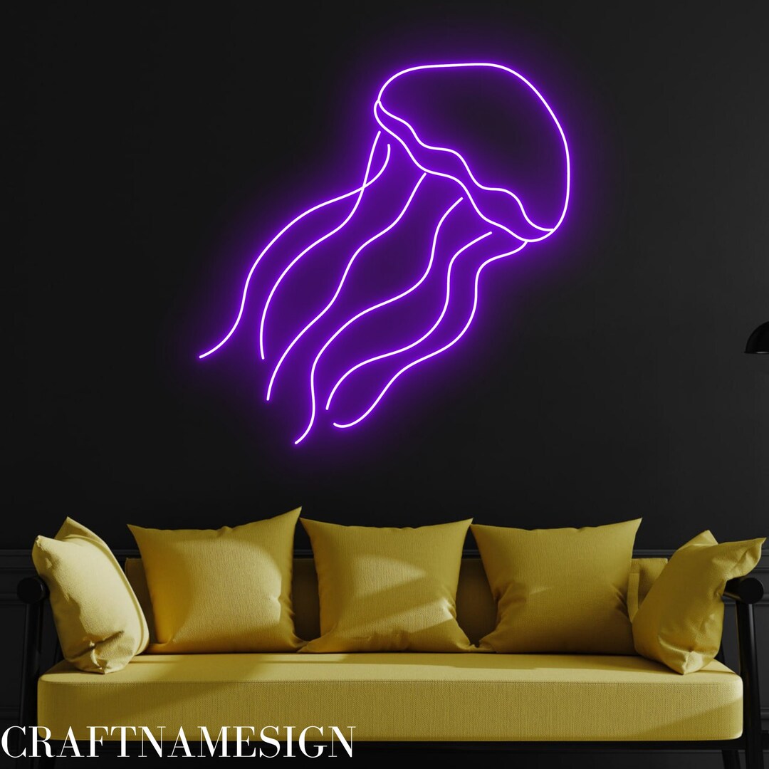 Sea Jellyfish Neon Sign, Jellyfish Line Led Sign, Custom Neon Sign ...