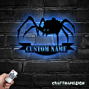 Custom Spider Metal Wall Art LED Light - Personalized Creepy Spider Web ...