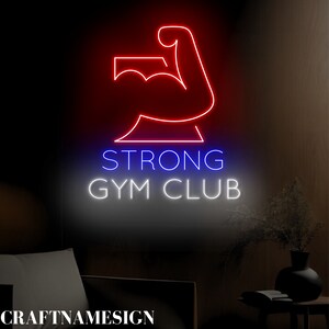 Strong Gym Club Neon Sign, Gym and Fitness Club Led Sign, Custom Neon ...