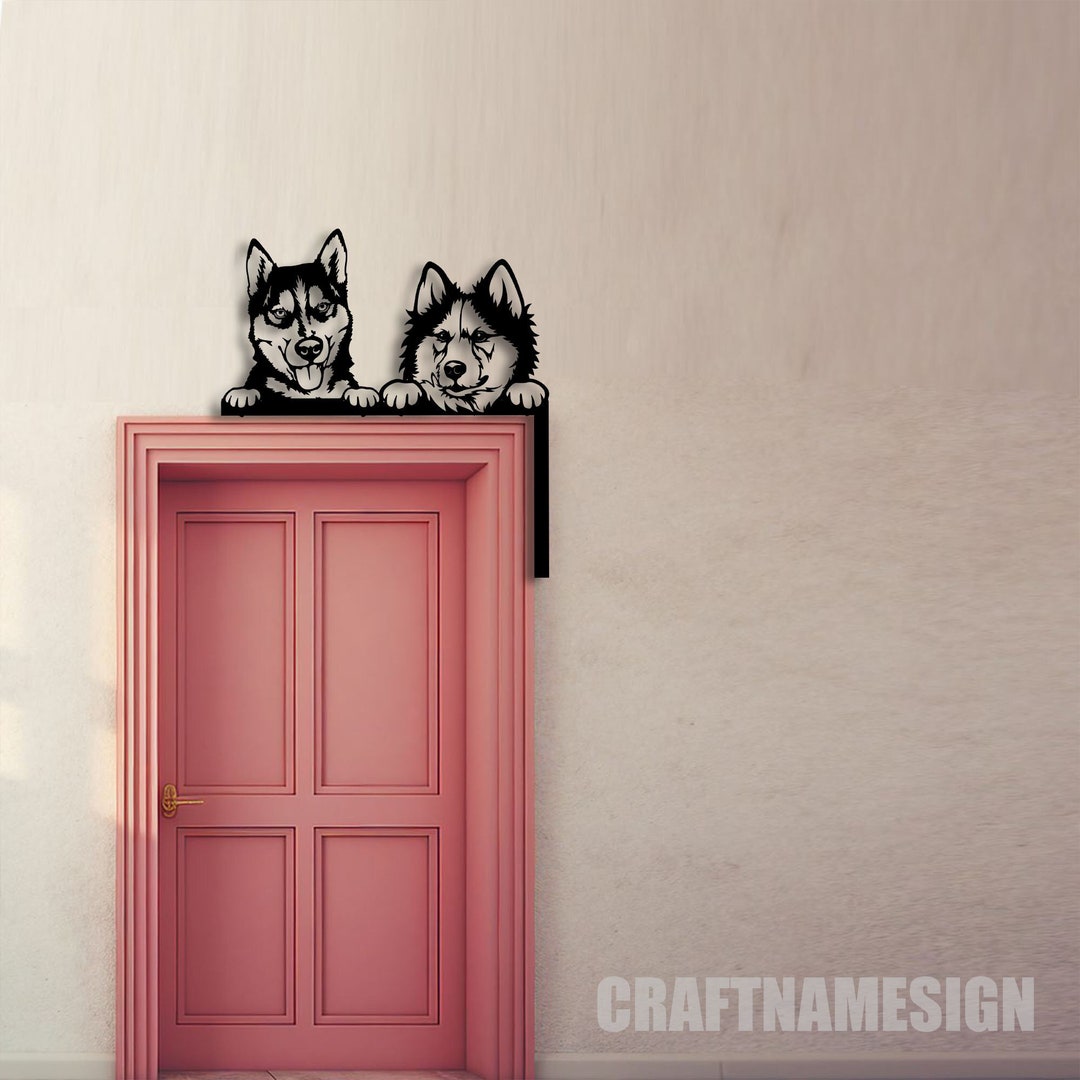Siberian Husky Dog Door Corner Metal Wall Art, Siberian Husky Dog Door ...