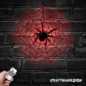 Custom Spider Web Metal Wall Art Led Light, Spider Web Sign, Halloween ...