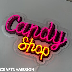 Candy Shop Neon Acrylic Print Sign, Lollipop Led Sign, Custom Neon Sign ...