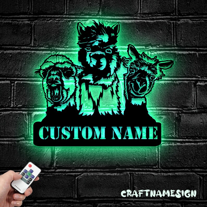Custom Alpaka Farmhouse Metal Wall Art LED Light | Personalized Funny ...
