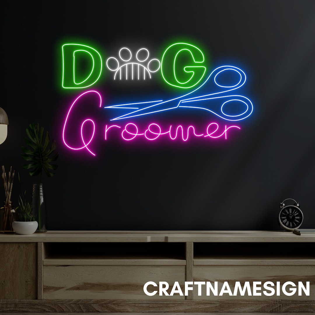 Dog Groomer Neon Sign, Dog Grooming Led Sign, Custom Neon Sign, Dog ...