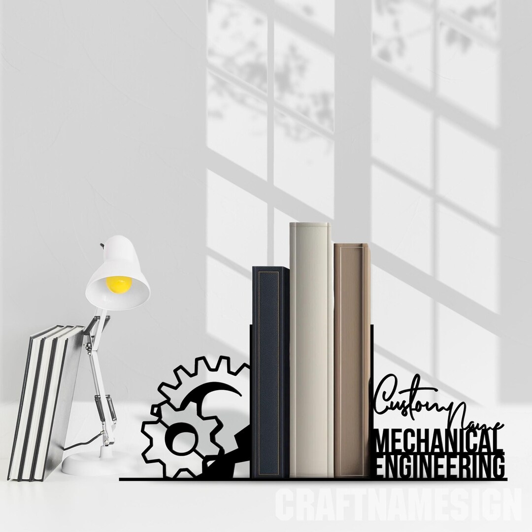 Custom Bookend Mechanical Engineering, Personalized Name Book End, Book ...