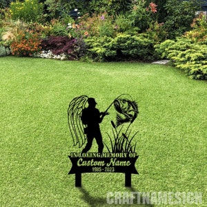 Custom Bass Fishing Fisherman Memorial Stake, Memorial Plaque With ...