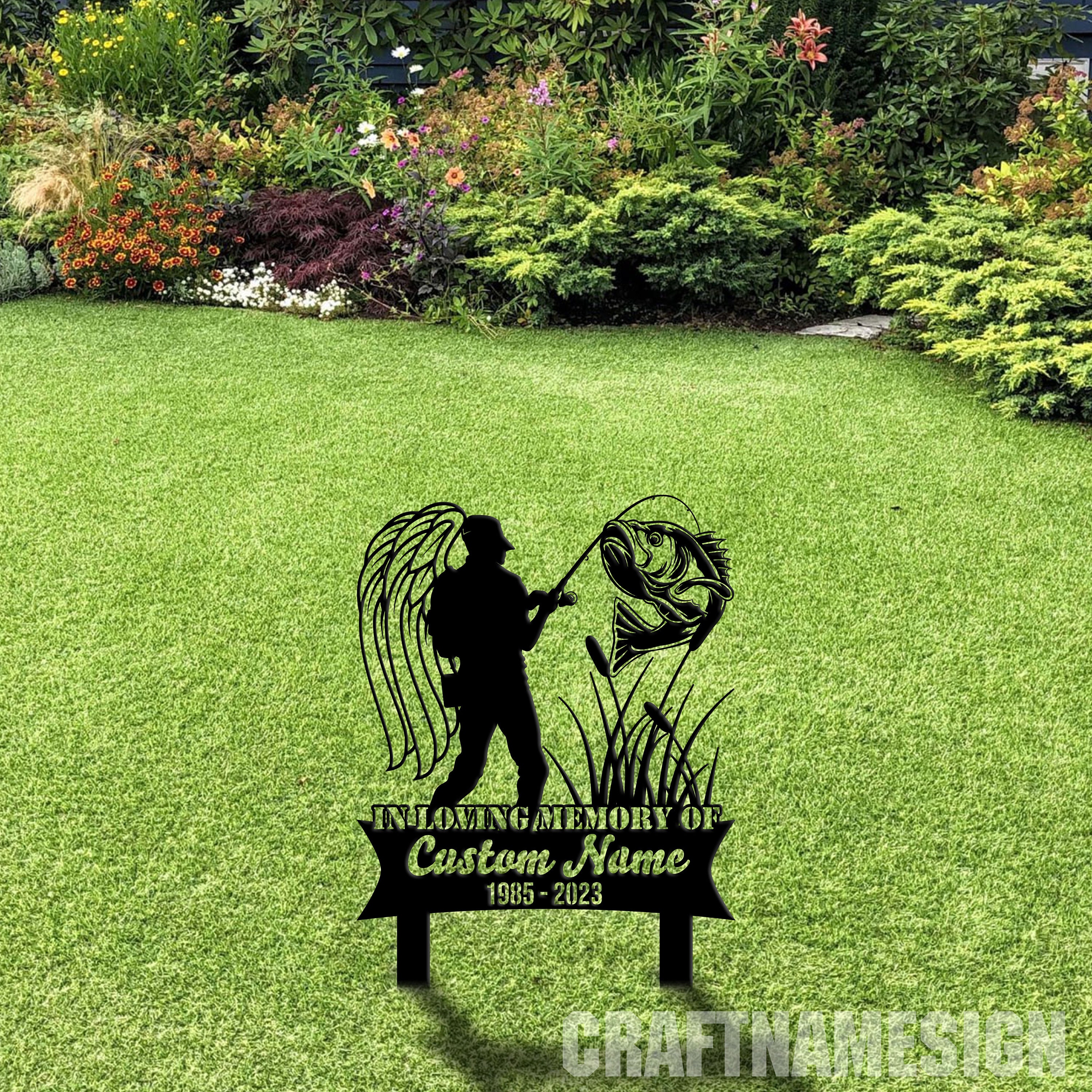 Custom Bass Fishing Fisherman Memorial Stake, Memorial Plaque With ...