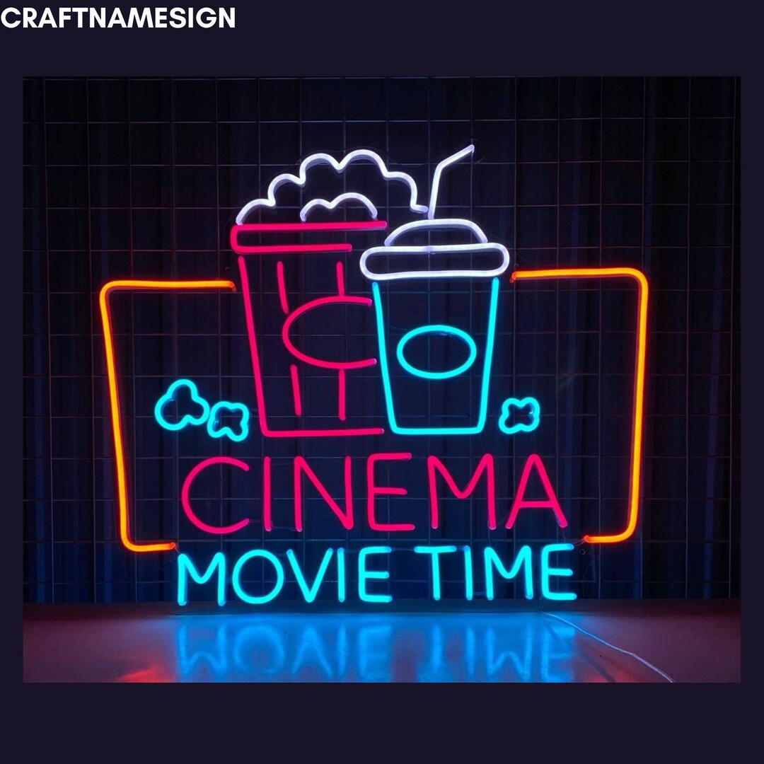 Cinema Movie Time Neon Sign, Cinema Led Sign, Custom Neon Sign, Movie ...