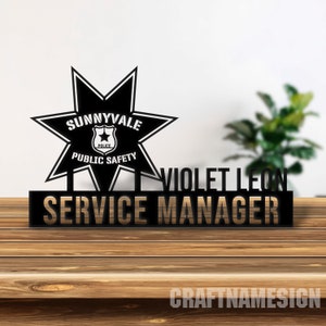 Custom Wooden Police Desk Name Plate, Law Enforcement Metal Nameplate ...