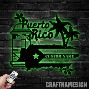 Custom Puerto Rico Metal Sign, Born in Puerto Rico Metal Led Decor ...
