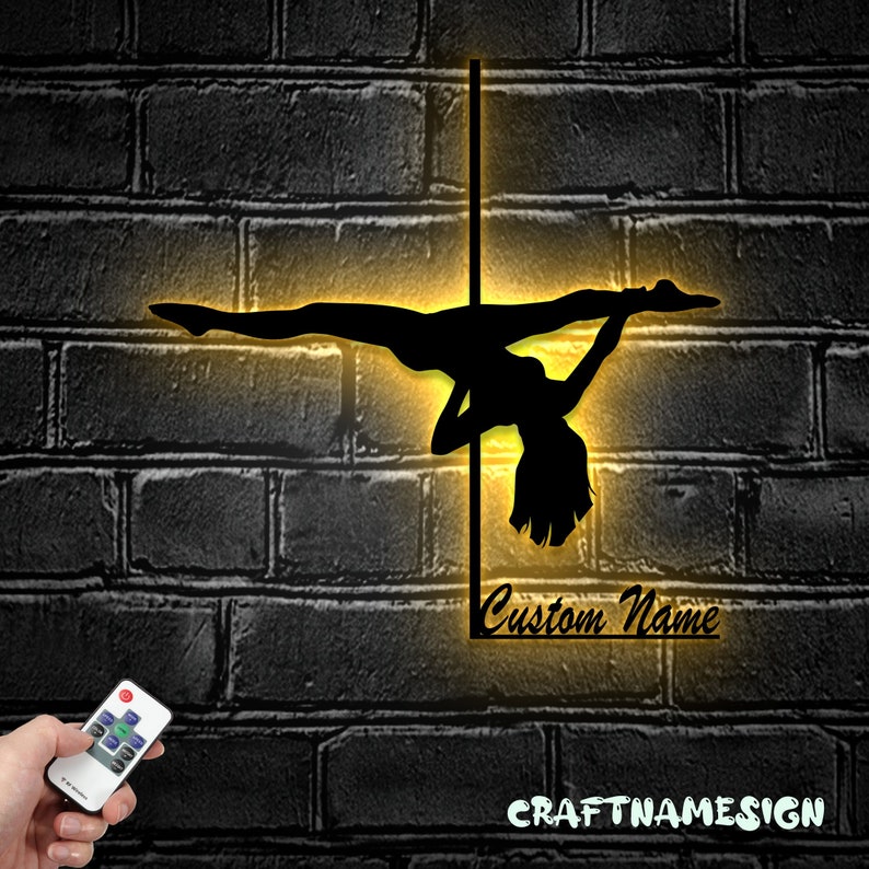 Custom Pole Dance Metal Wall Art LED Lights Personalized Girl - Etsy