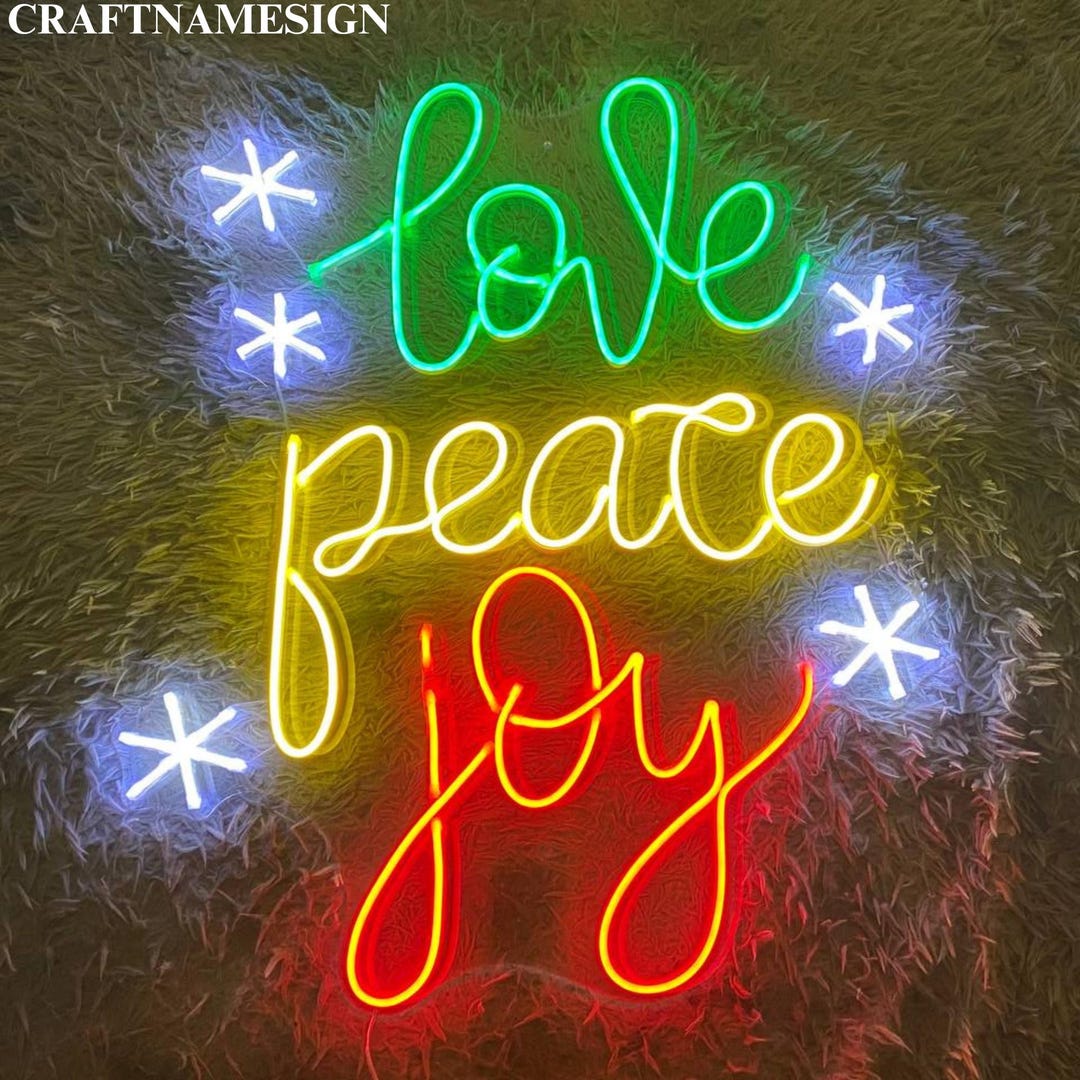 Love Peace Joy Neon Sign, Love Peace Joy Christmas Led Sign, Xmas ...