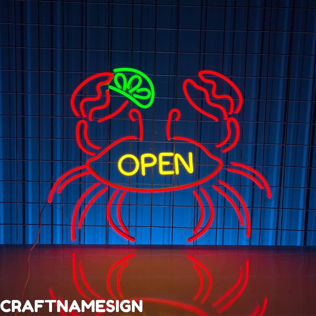 Open Crab Restaurant Led Sign, Crab Neon Sign, Custom Neon Sign ...