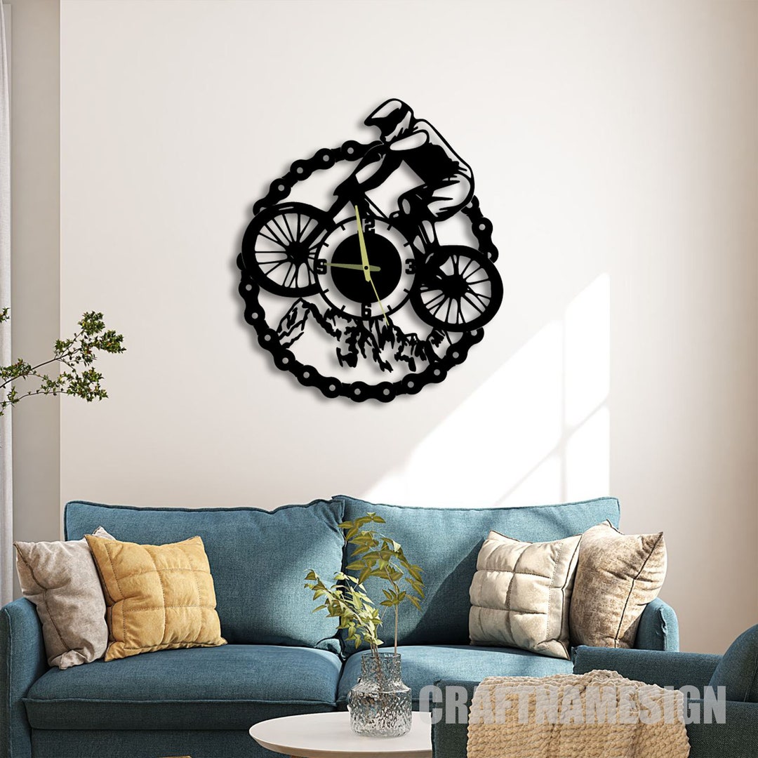 Custom Mountain Bike Wall Clock Decoration, Wall Clock Unique for Home ...