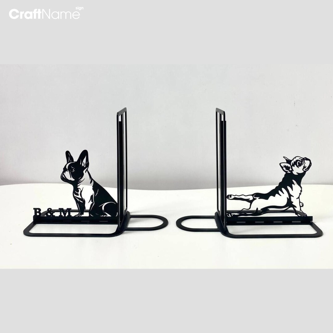 Personalized French Bulldog Bookend Metal Table Art, Custom Dog Book ...