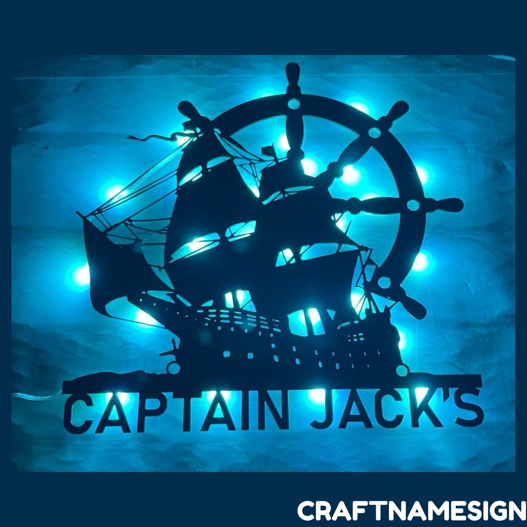 Custom Captain Sailboat Metal Sign, Captain Schooner Sailing Led Sign ...