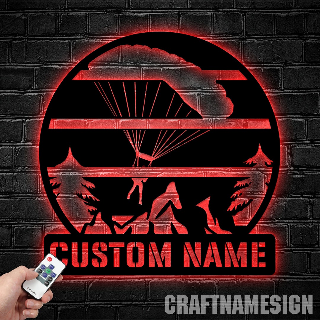 Custom Skydiving Metal Wall Art With LED Light, Custom Metal Skydiving ...