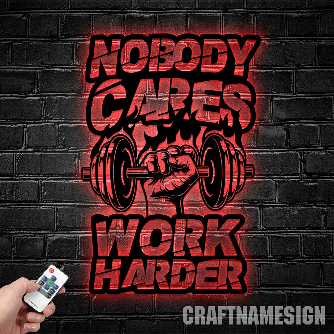 Custom Gym Sign With Lights,powerlifting Sport Metal Wall Art ...