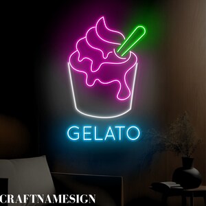 Open Gelato Ice Cream Shop Led Sign, Ice Cream Neon Sign, Custom Neon ...