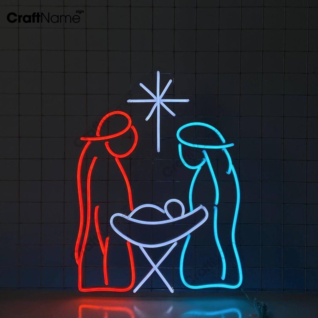 Holy Night Led Sign for Christmas Wall Art, Holy Family Christmas Wall ...