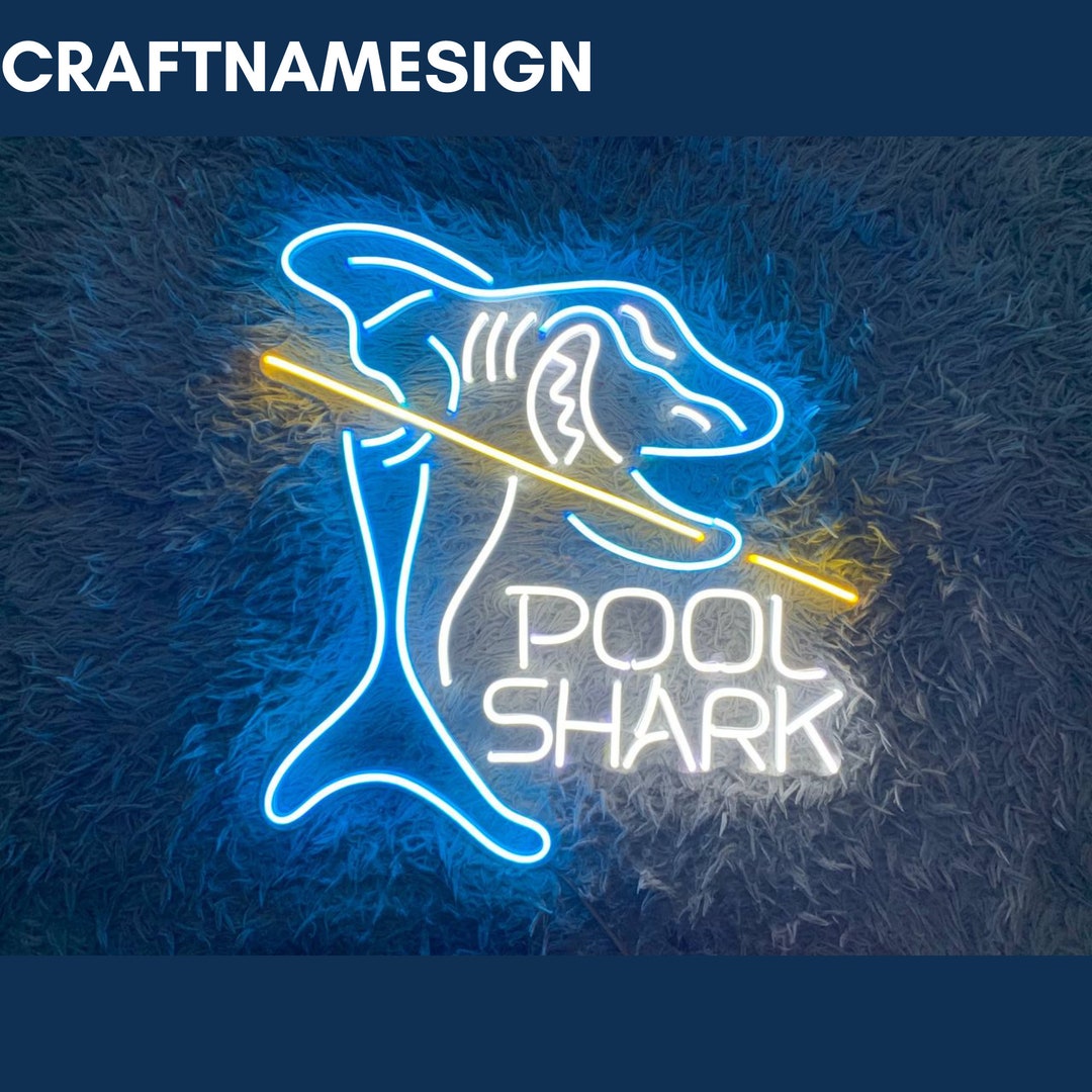 Billiard Pool Shark Neon Sign, Pool Shark Led Sign, Billiards Neon ...