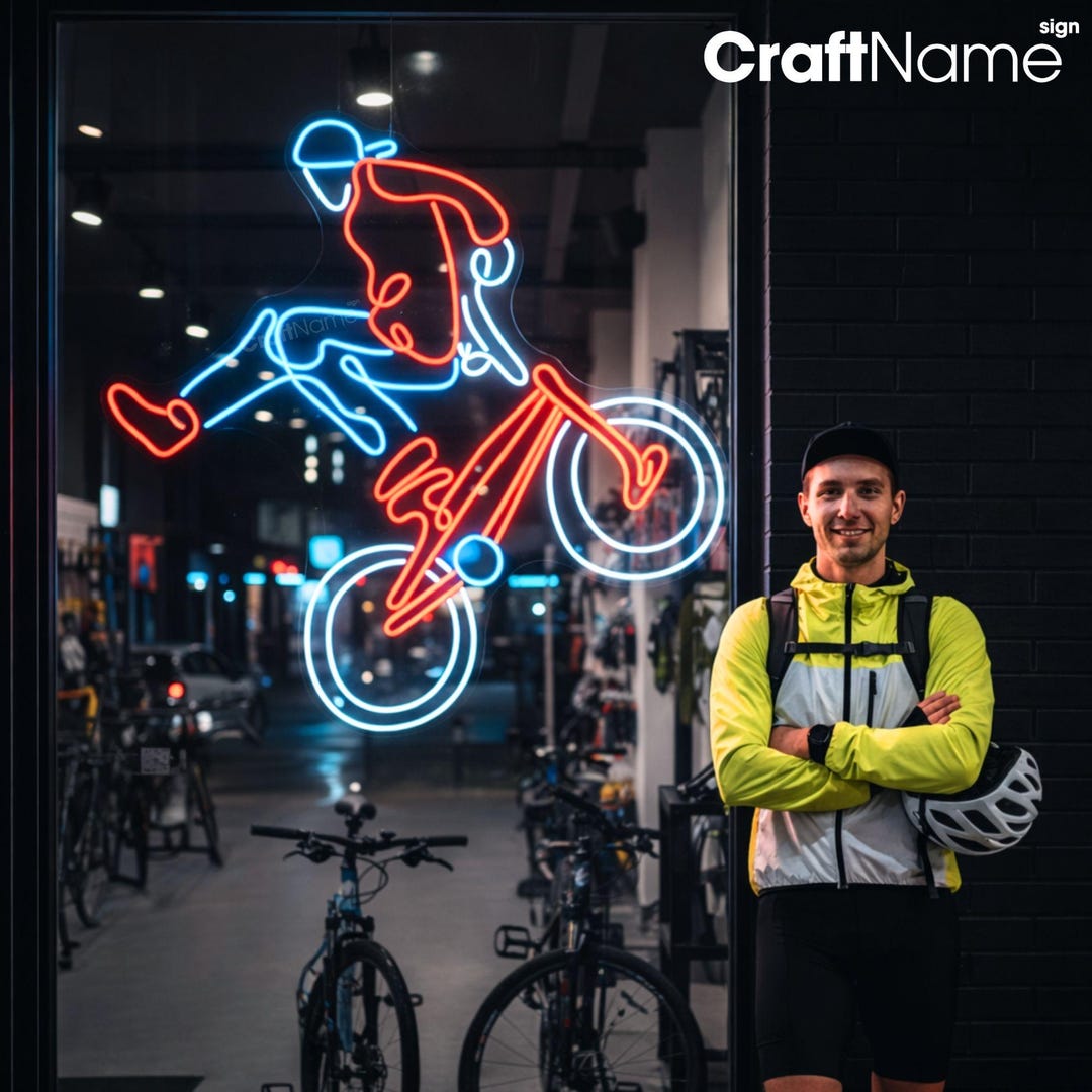 Bike Neon Sign, Freestyle Cycling LED Wall Art for Bicycle Shop, Garage ...