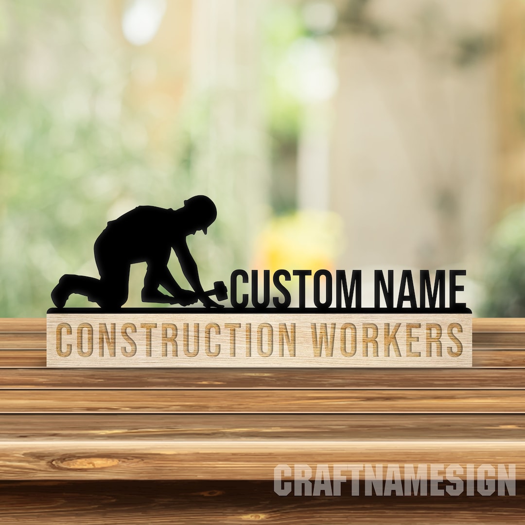Custom Construction Workers Desk Name Plate, Constructor Metal ...