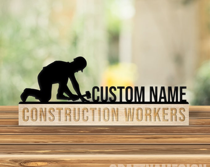 Custom Excavator Desk Name Plate Wedge, Personalized Nameplate Office ...