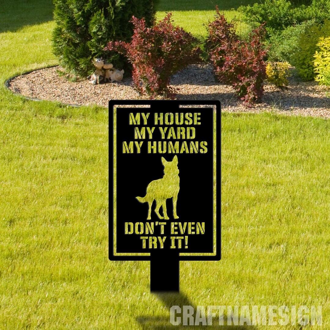 Personalized Warning German Shepherd Metal Sign, Backyard Garden Stake ...