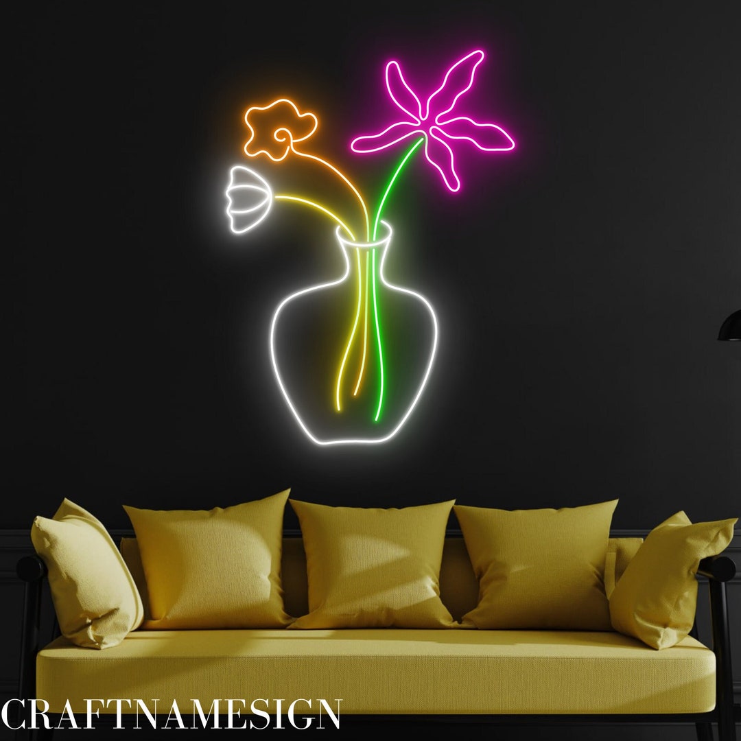 Flower Vase Neon Sign, Flower Shop Neon Sign, Custom Neon Sign, Flower ...