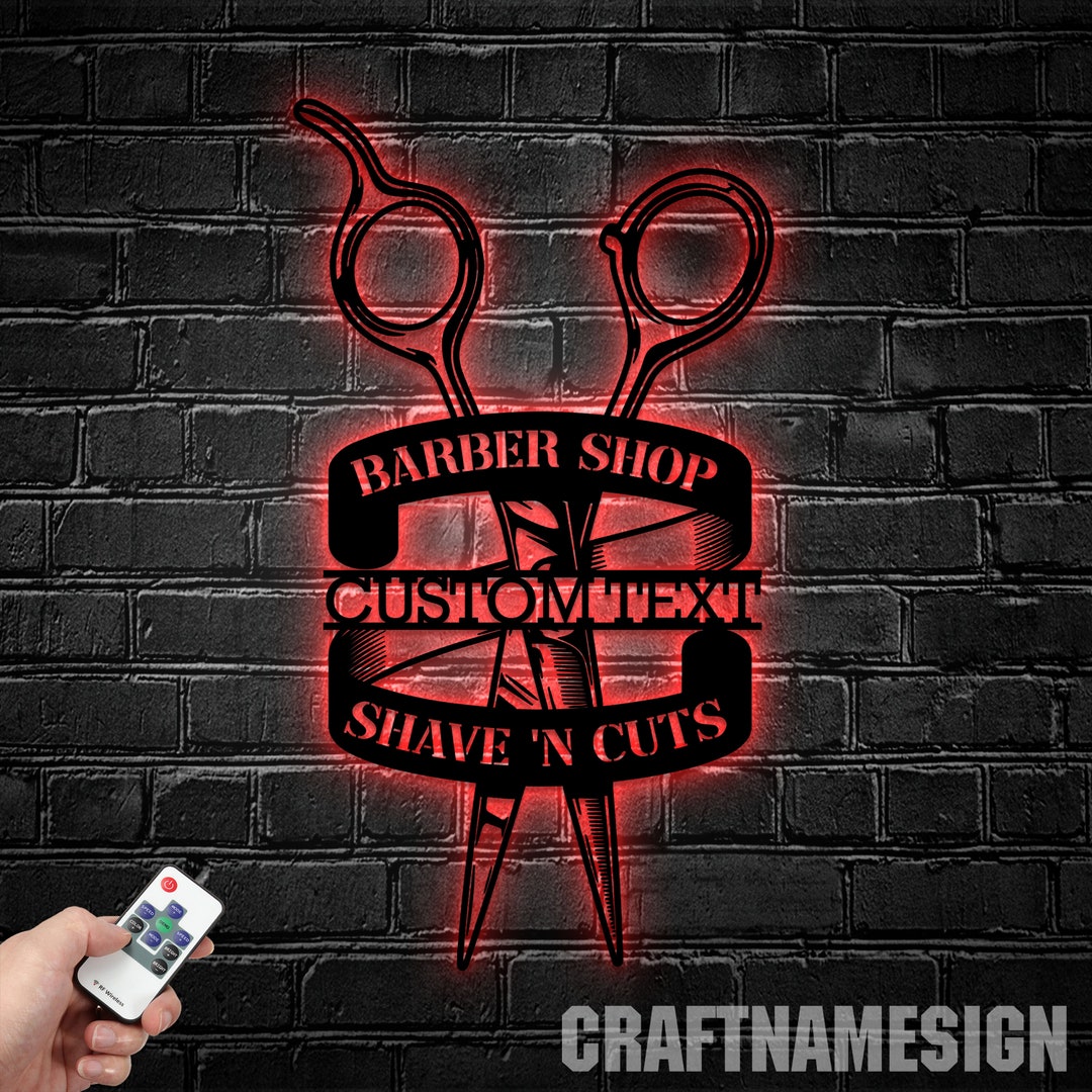 Personalized Barber Shop Metal Sign, Personalized Barber Shop Name Sign ...