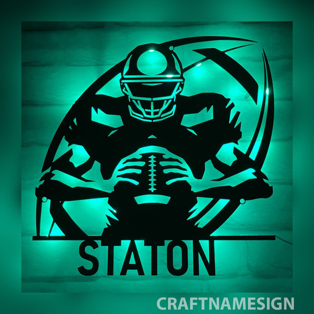 Custom American Football Player Metal Sign Led Lights, Custom Us Player ...
