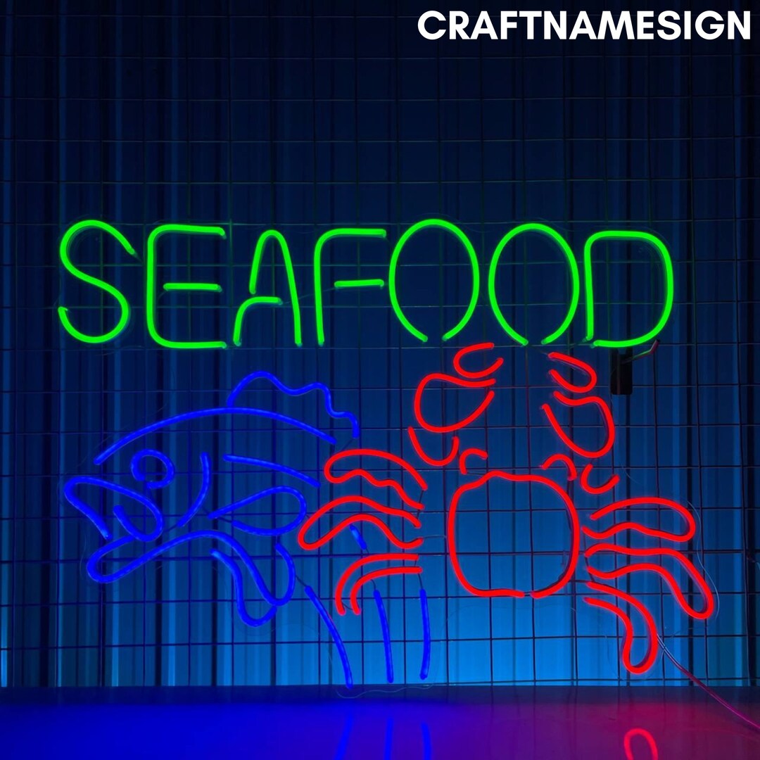 Seafood Neon Sign, Open Seafood Restaurant Led Sign, Custom Neon Sign ...