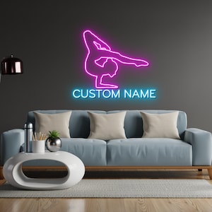Custom Female Gymnastics Neon Wall Art - Personalized Girl Gymnast Name ...