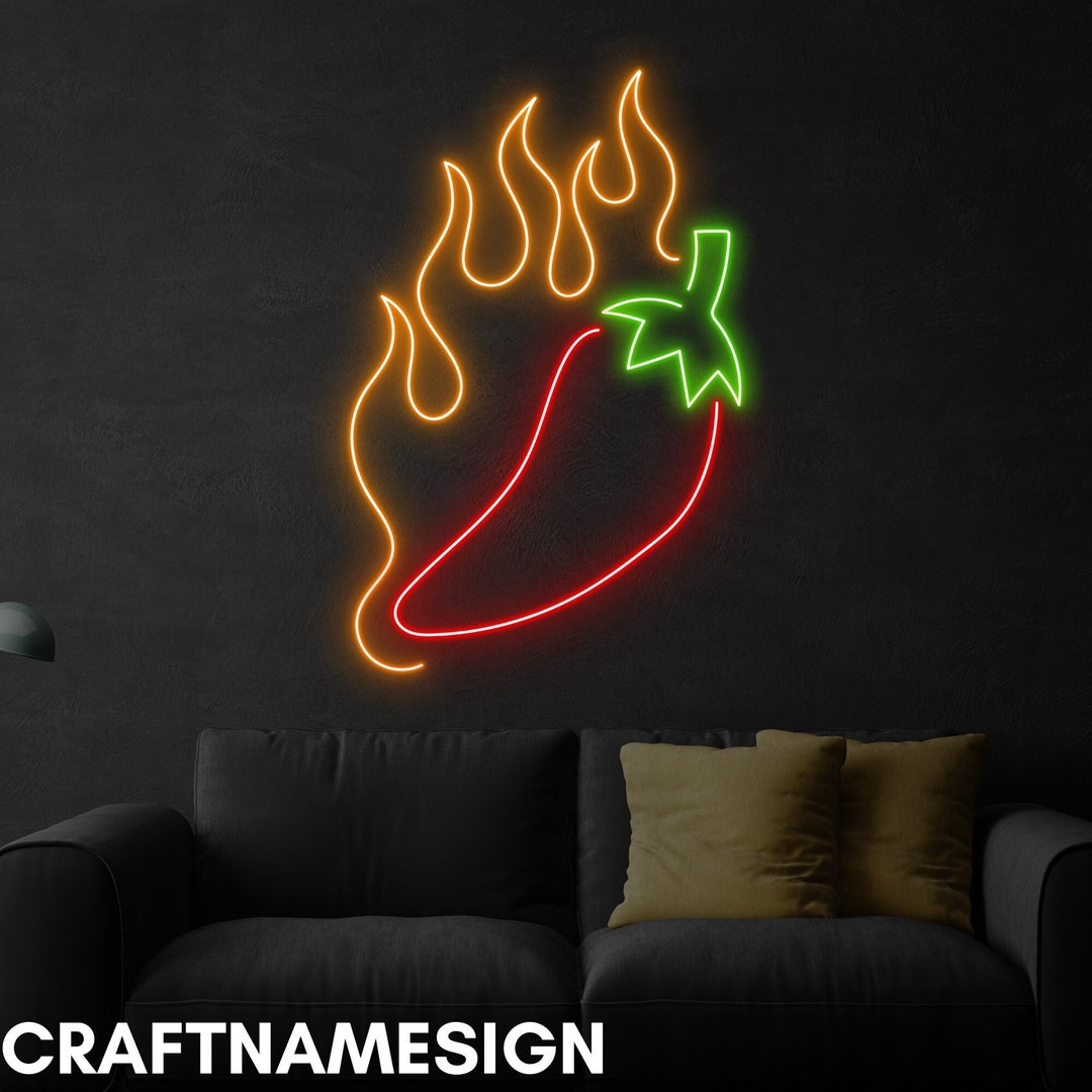 Fire Chilli Neon Sign, Fire Chilli Led Sign, Custom Neon Sign, Spicy ...