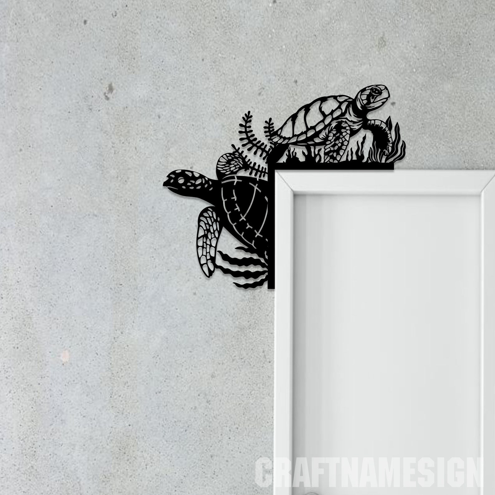 Sea Turtle Door Corner Metal Wall Art, Turtle Beach Door Topper Sign ...