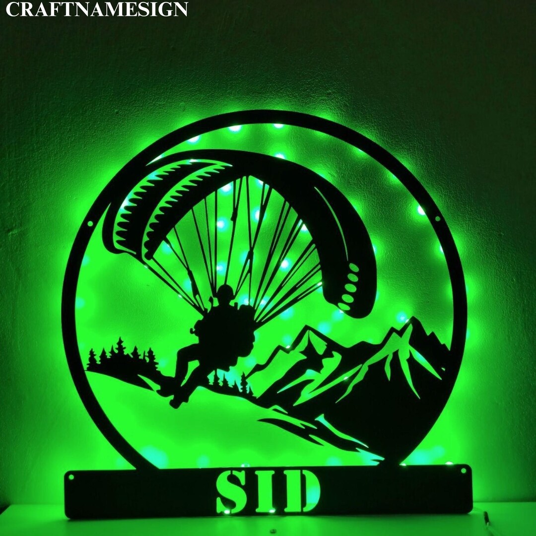 Custom Parachute Metal Wall Art With LED Light, Custom Metal Skydiving ...