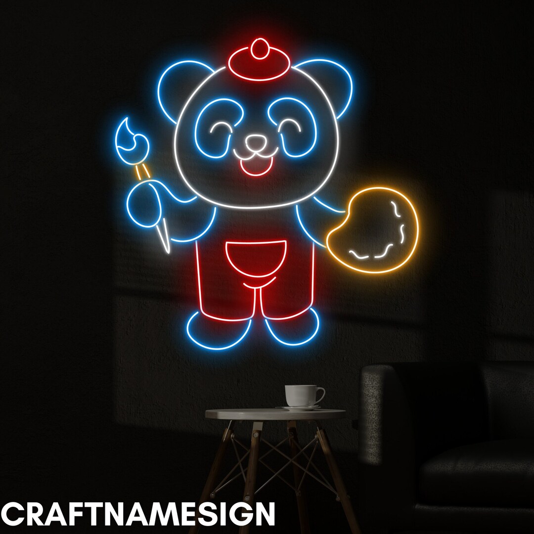 Panda Painter Led Sign, Panda Painting Neon Sign, Custom Neon Sign ...