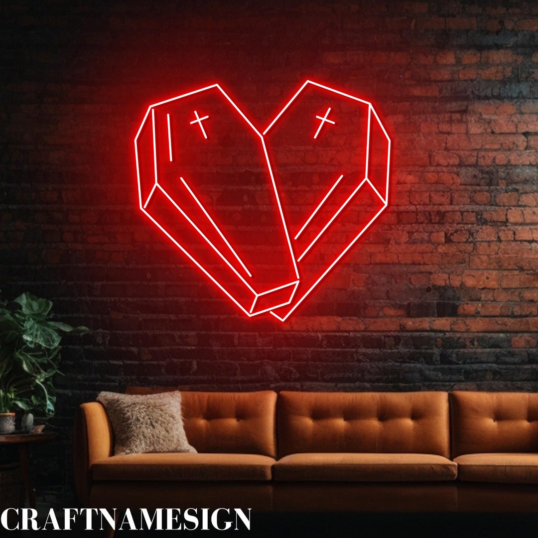 Coffin Heart Neon Sign, Coffin Heart Dark Gothic Proposal Engagement ...