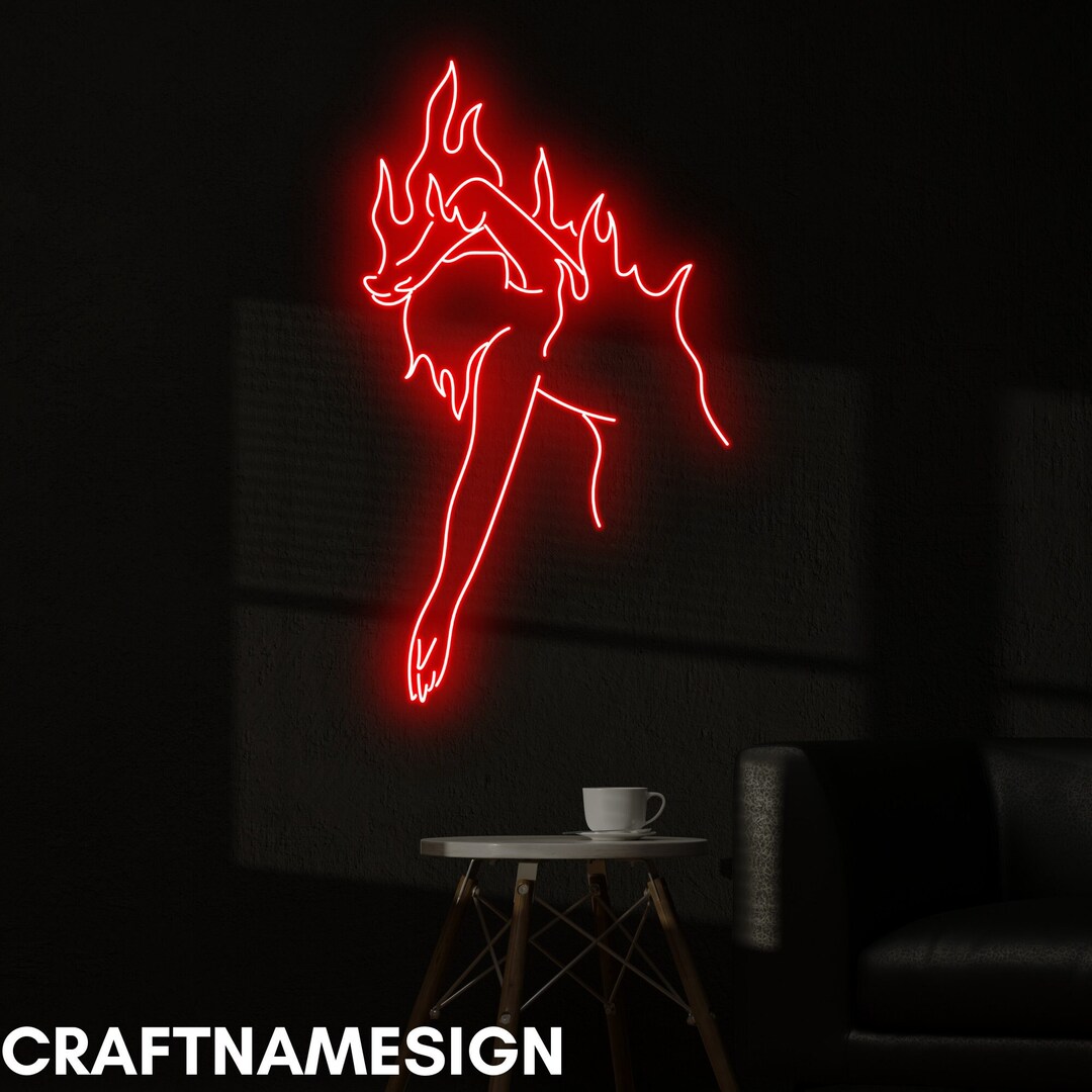 Girl on Fire Neon Sign, Woman on Fire Led Sign, Custom Neon Sign ...