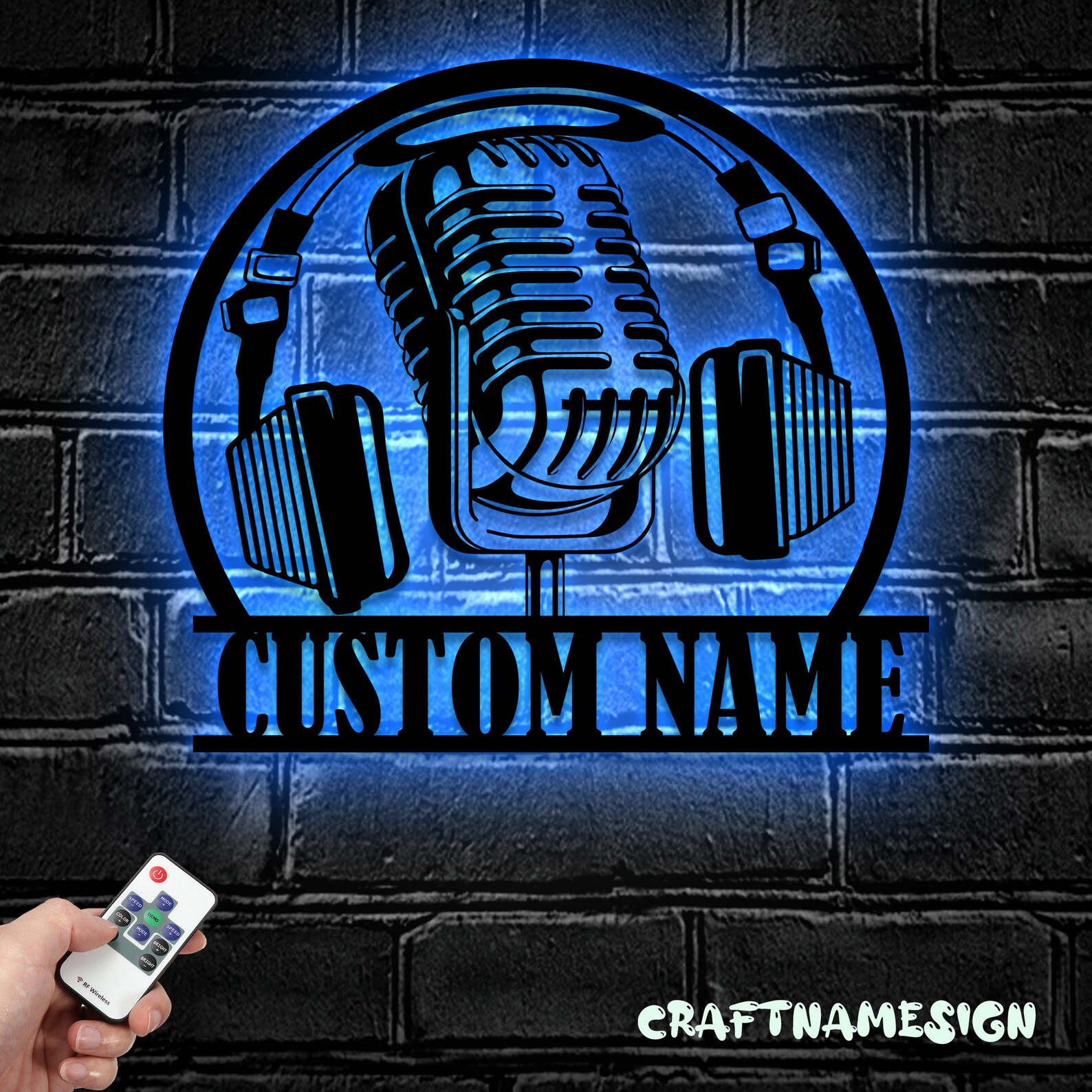 Personalized Music Audio Studio Metal Wall Art LED Light | Custom ...