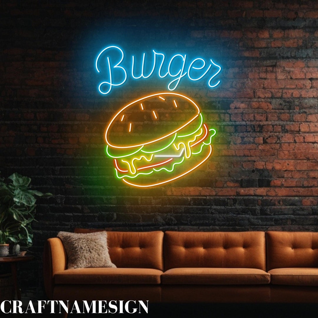 Burger Neon Light, Burger Led Light for Fast Food Restaurant Wall ...