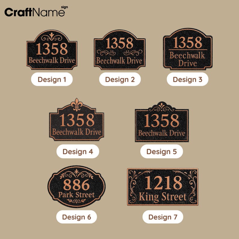 Personalized Black Acrylic House Number Sign, Classic Copper Metal ...