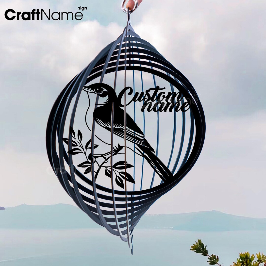 Custom Nightingale Garden Wind Spinner Metal Steel Hanging Sign, Wind ...