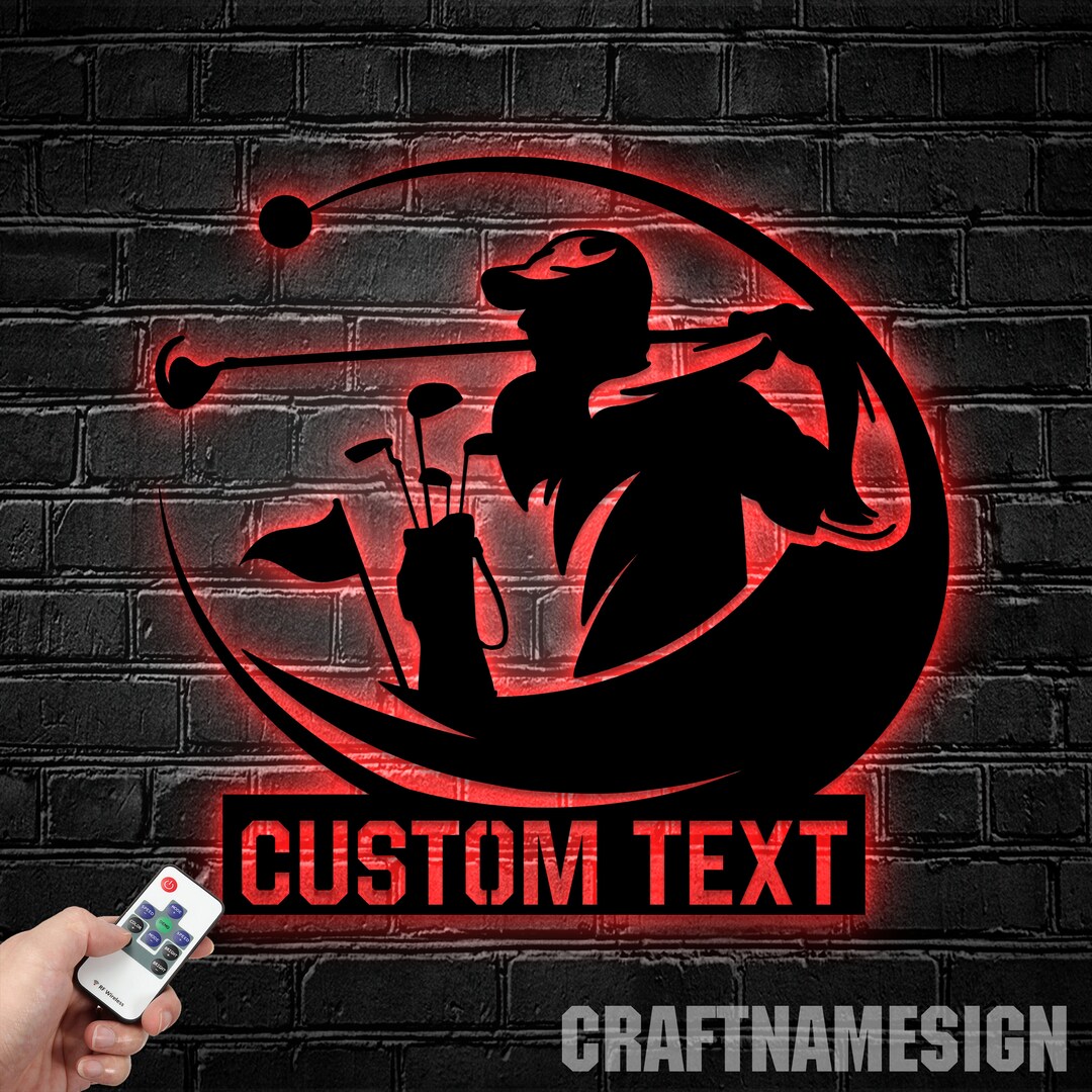 Personalized Golfing Metal Wall Art LED Light| Custom Golfer Name Sign ...
