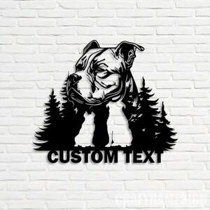 Custom Pitbull Metal Wall Art LED Light Personalized Dog Lover Name ...