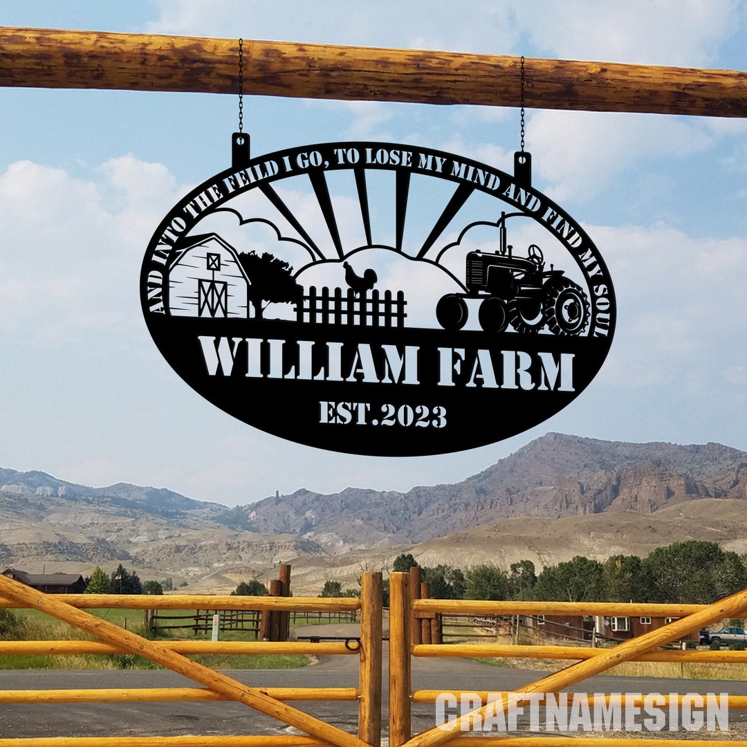 Personalized Outdoor Metal Farm Sign, Metal Name Sign Outdoor, Custom ...